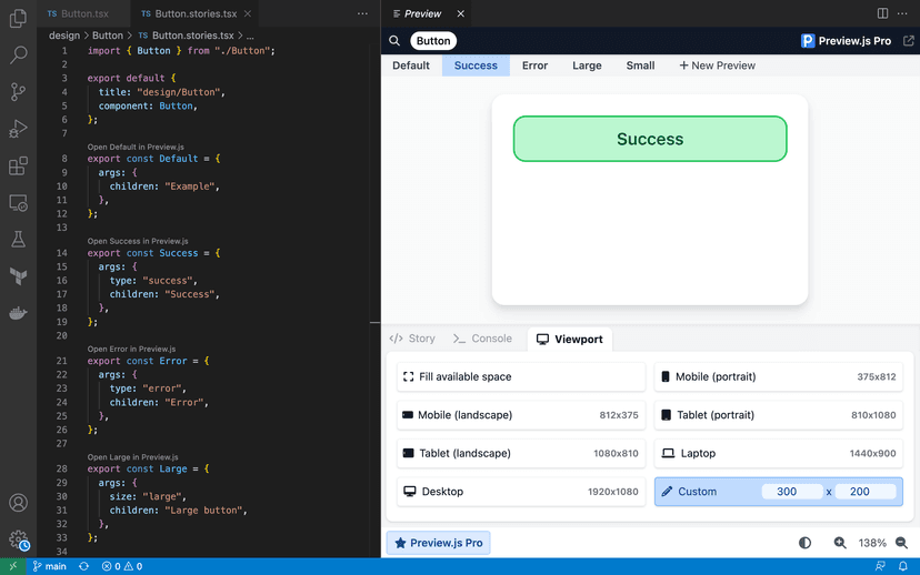 Preview.js - Instant preview of UI components and Storybook stories